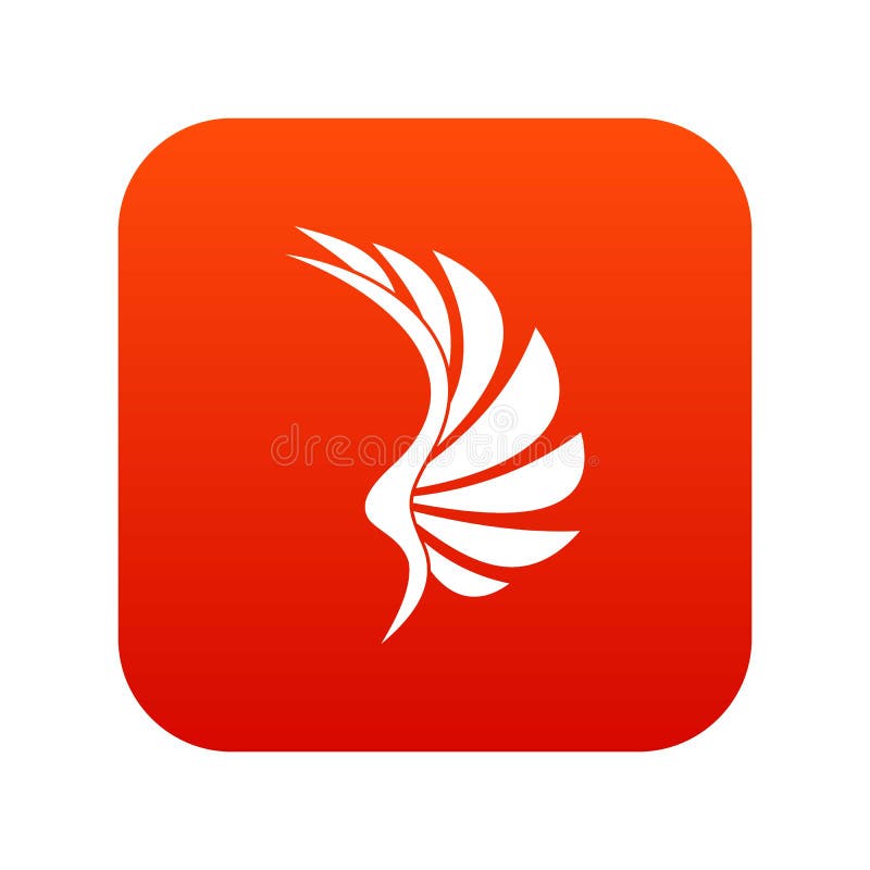 Wing icon digital red stock vector. Illustration of antique - 101691915