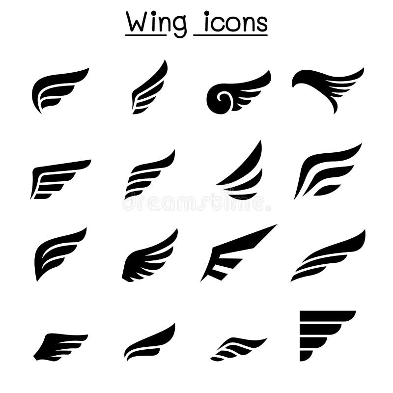 Wing icon set stock illustration. Illustration of painting - 103990137