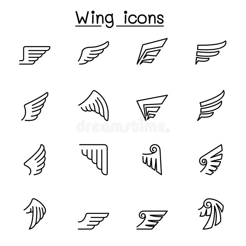 Wing icon set stock vector. Illustration of outline - 104489775