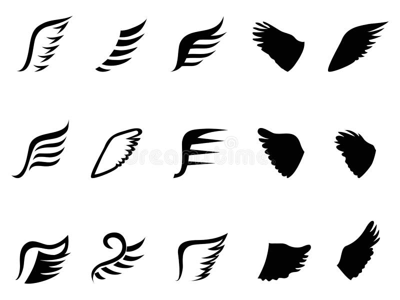 White Wing Icons on Black Background Stock Vector - Illustration of ...