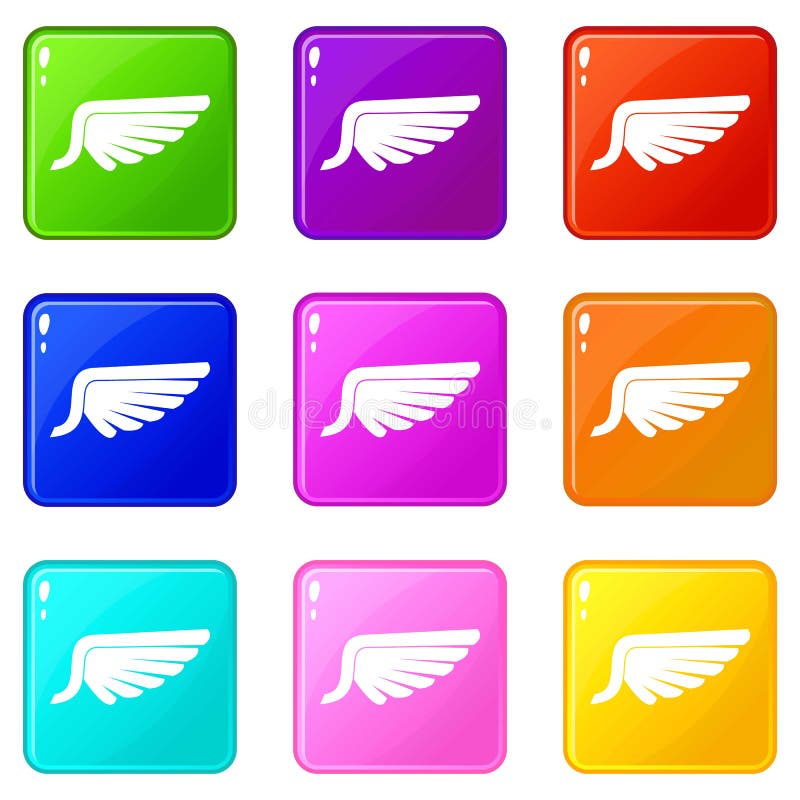 Wing icons 9 set stock vector. Illustration of decor - 96094582