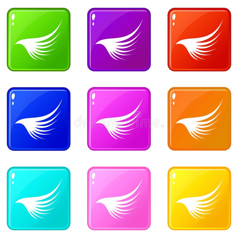 Wing icons 9 set stock vector. Illustration of isolated - 96094624