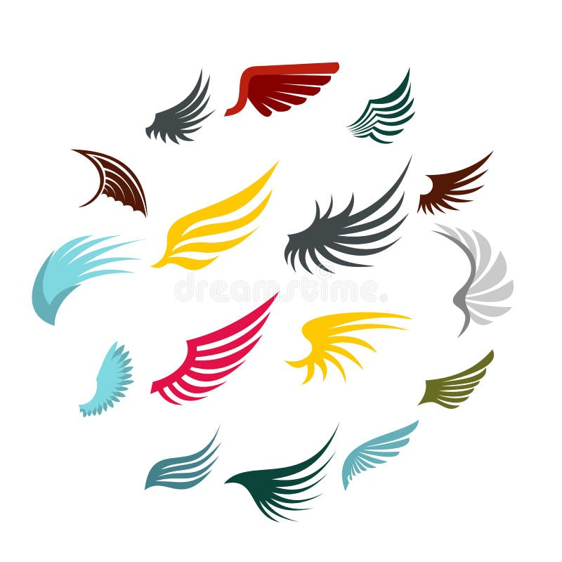 Wing icons 9 set stock vector. Illustration of element - 96094543