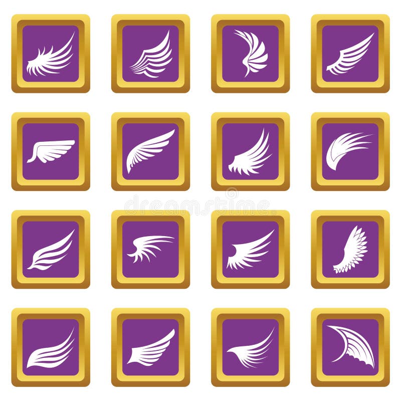 Wing set icons stock vector. Illustration of heaven, heraldry - 85009286