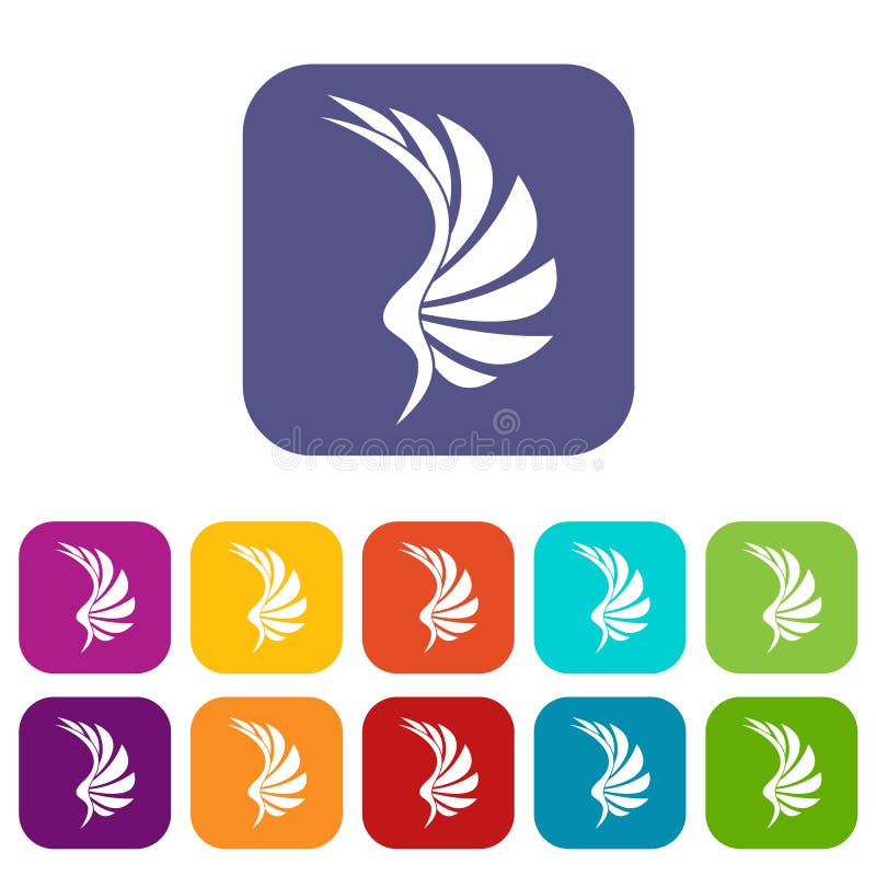Wing icons set stock vector. Illustration of flat, modern - 96298631
