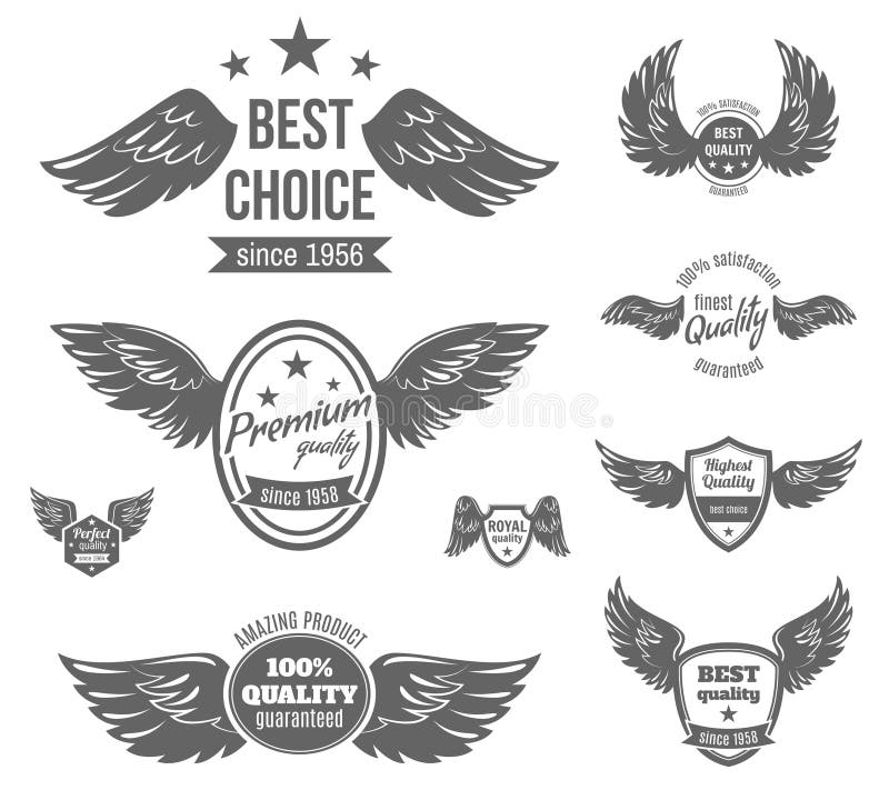 Hand Drawn Wing Vector Set. Colorful Sticker Wing Tattoo Stock Vector ... Hand Drawn Wing Vector Set. Colorful Sticker Wing Tattoo Stock Vector ...