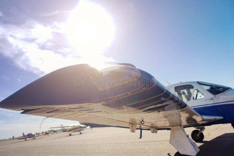 Wing of a Light Single-engine Aircraft Stock Photo - Image of aviation ...