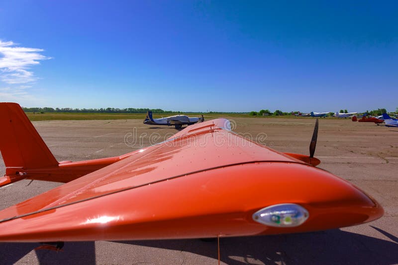 Wing of a Light Sport Aircraft in Red Color Stock Photo - Image of ...