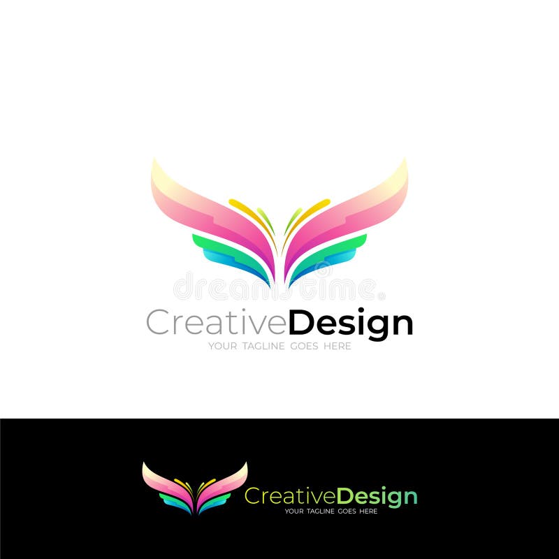 Wing Logo, Flying Wings Logo, 3d Colorful Design Stock Vector ...