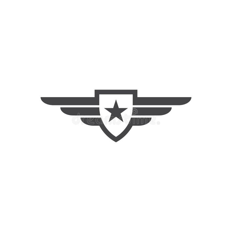 Wing Logo with Star & Shield Template Vector Icon Illustration Stock ...
