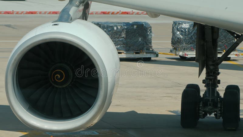 The Wing of a Passenger Airliner with a Powerful Jet Engine on it ...