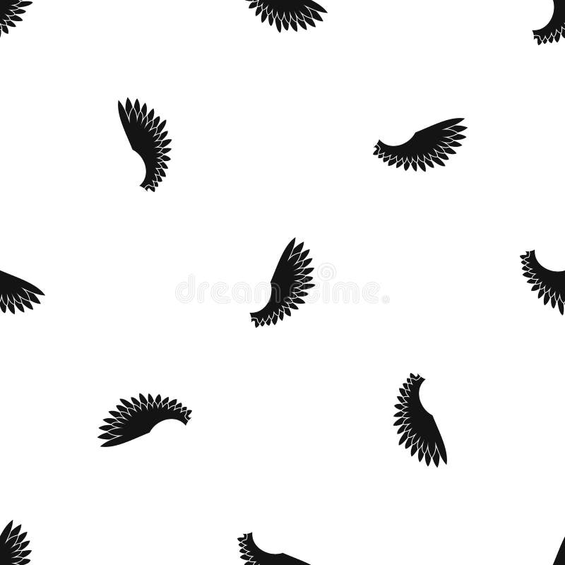 Wing Pattern Seamless Black Stock Vector - Illustration of badge, dove ...