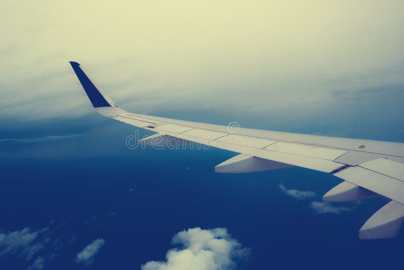 Wing Plane with a Background of Clouds Stock Image - Image of business ...