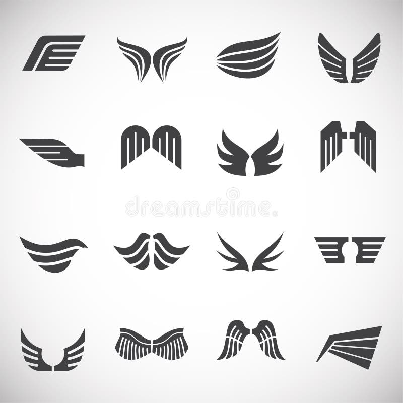 Wing Related Icons Set on Background for Graphic and Web Design ...