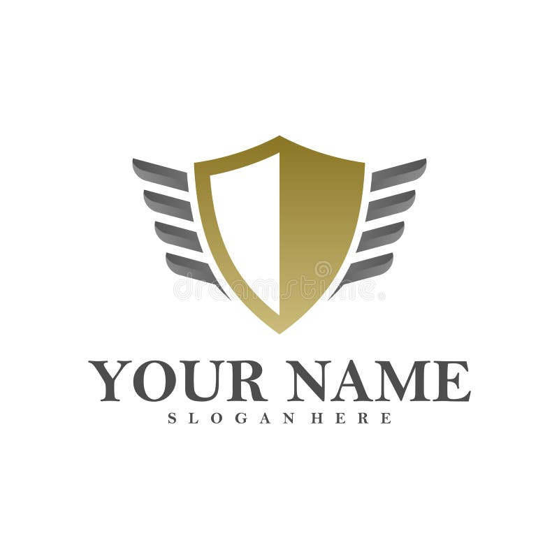 Wing Shield Logo Vector Template, Creative Wings Logo Design Concepts ...