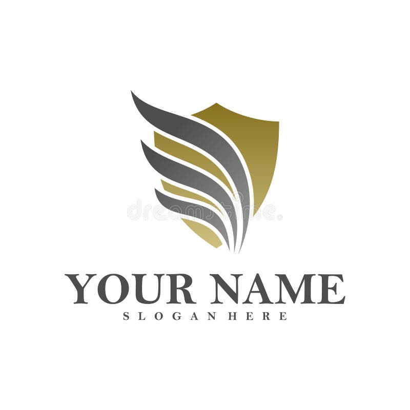 Wing Shield Logo Vector Template, Creative Wings Logo Design Concepts ...
