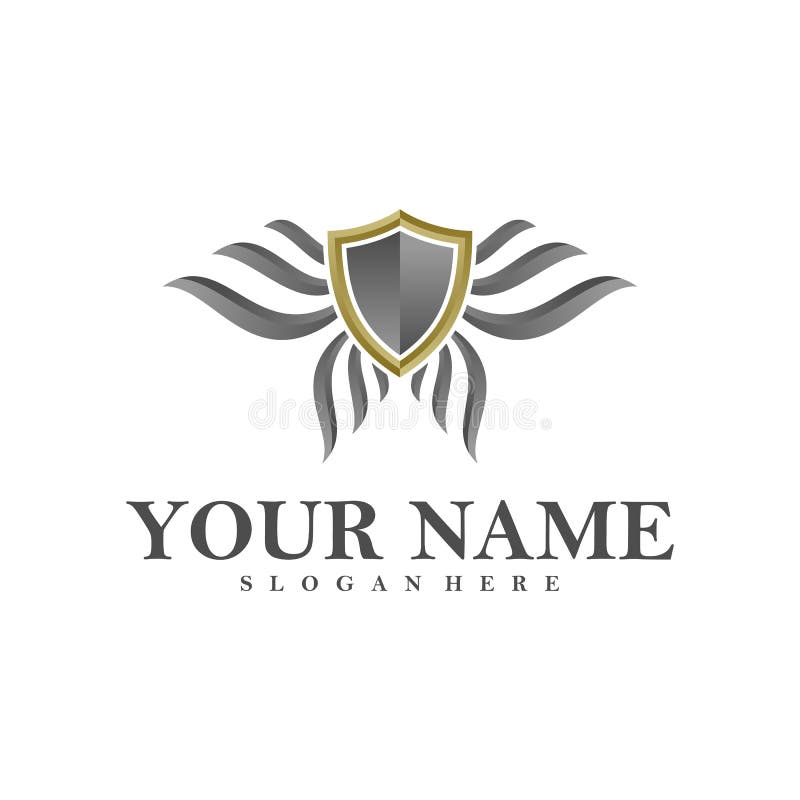 Wing Shield Logo Vector Template, Creative Wings Logo Design Concepts ...