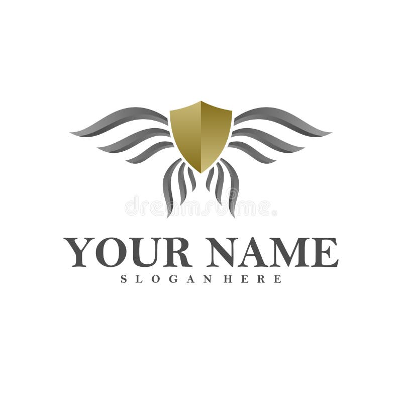 Wing Shield Logo Vector Template, Creative Wings Logo Design Concepts ...