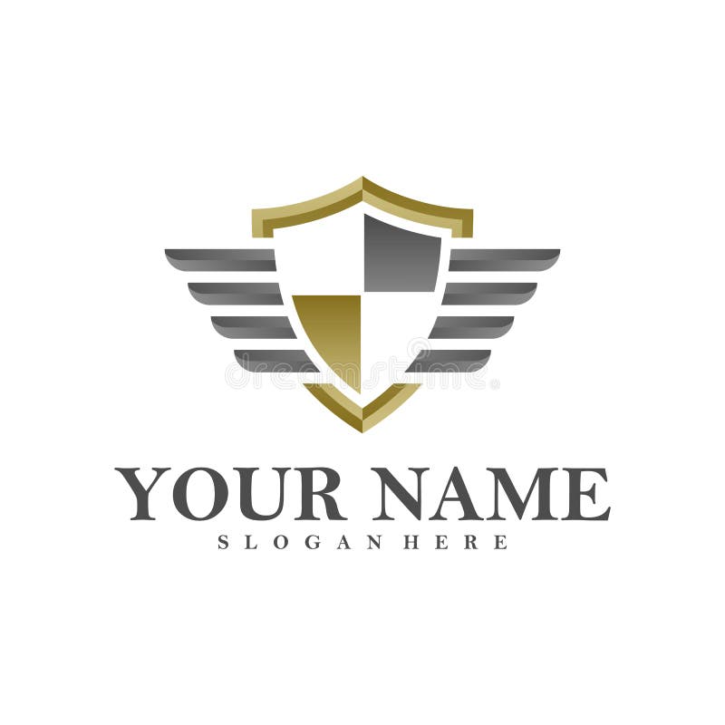 Wing Shield Logo Vector Template, Creative Wings Logo Design Concepts ...