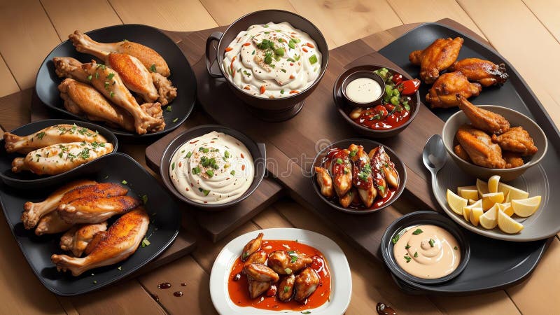 Wing Tastic Platter.AI Generated Stock Illustration - Illustration of ...