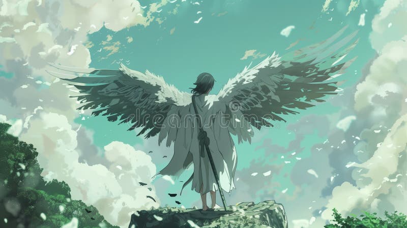 Winged anime character stock photo. Image of cartoon - 327922108