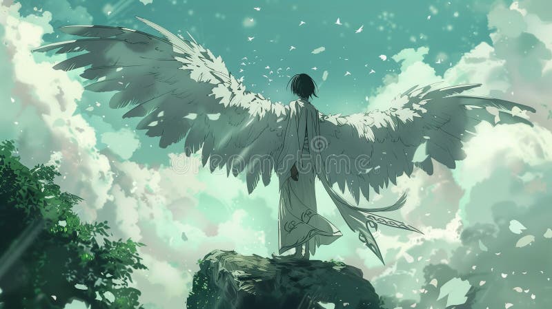 Winged anime character stock photo. Image of adult, petal - 329933600