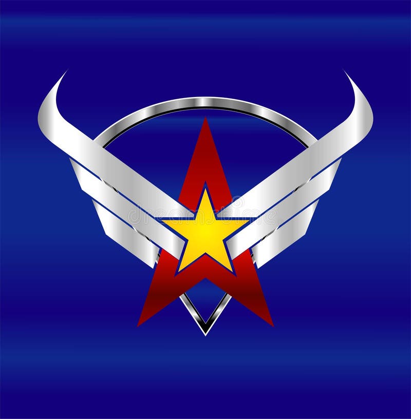 Red Star on the Winged Shield. Star and Wings Stock Illustration ...