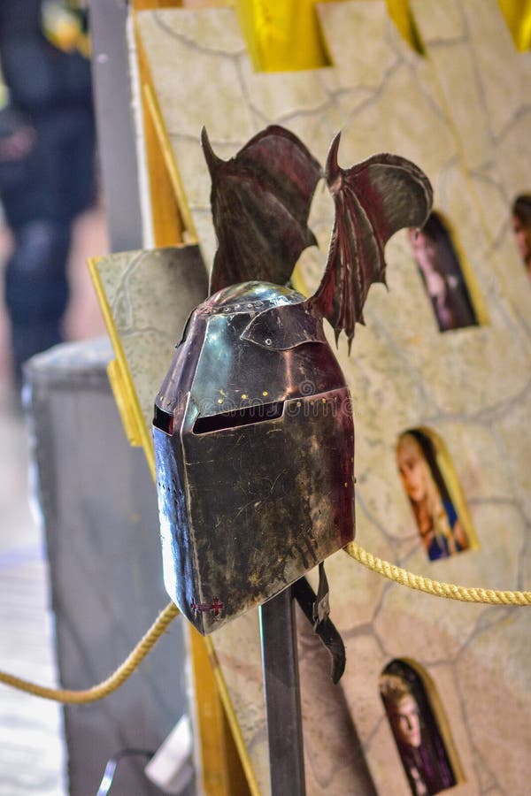 Winged Black Knight Helmet on Stick Stock Photo - Image of handmade ...