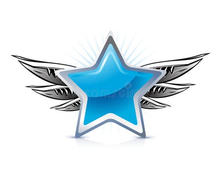 Winged blue star stock vector. Illustration of decorative - 19386213