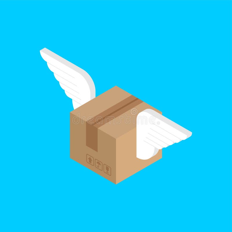 Winged Box Delivery Sign. Parcel with Wings Delivery Symbol Stock ...