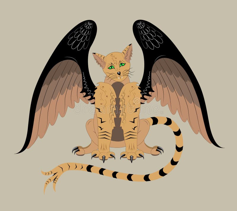 Winged cat stock vector. Illustration of paws, wings - 21784068