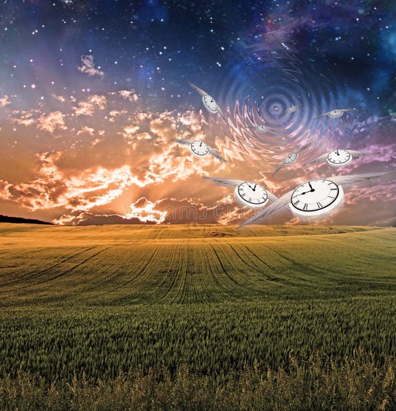 Winged clocks fly stock illustration. Illustration of dimensional ...