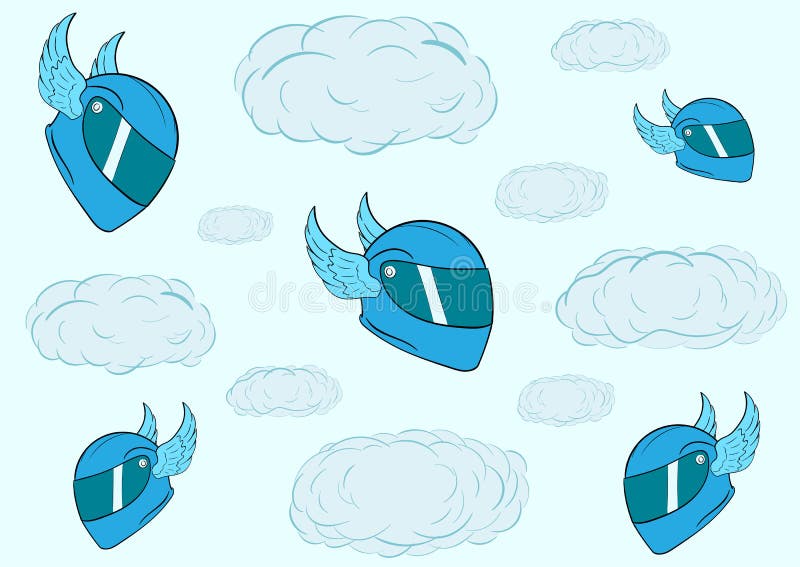 Winged Crash Helmets in the Sky Stock Vector - Illustration of graphic ...