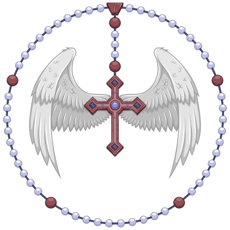 Winged Cross with Christian Rosary Stock Illustration - Illustration of ... Winged Cross with Christian Rosary Stock Illustration - Illustration of ...