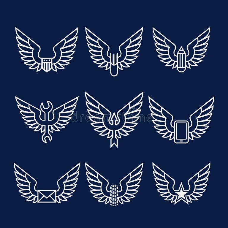 Winged emblems stock vector. Illustration of idea, flat - 65542129