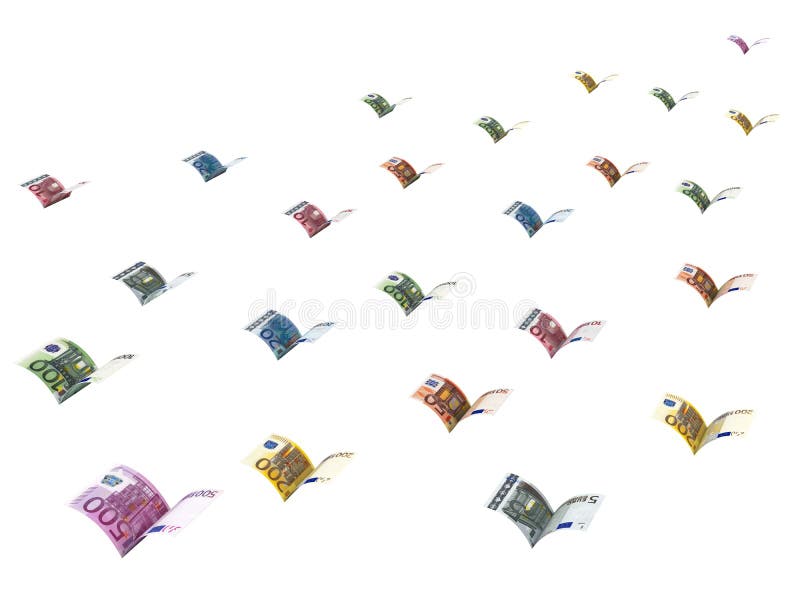 Winged Euro Banknotes are Flying Away Stock Illustration - Illustration ...