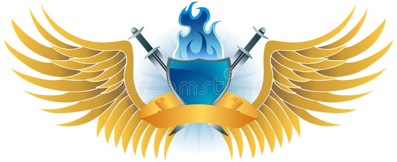 Winged Fire Crest stock vector. Illustration of flaming - 9488787