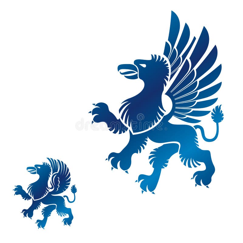 Gryphon heraldry design stock illustration. Illustration of label ...