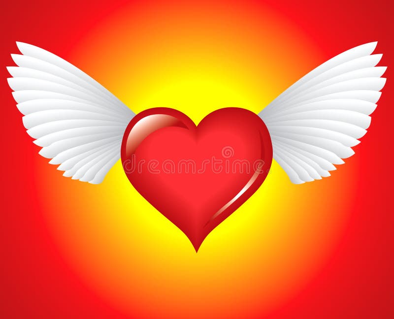 Winged heart stock vector. Illustration of angel, warm - 5239378