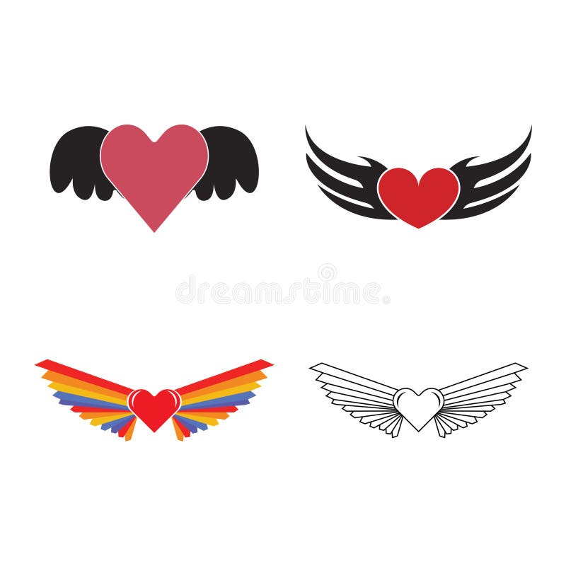 Winged heart icon stock vector. Illustration of color - 288017653