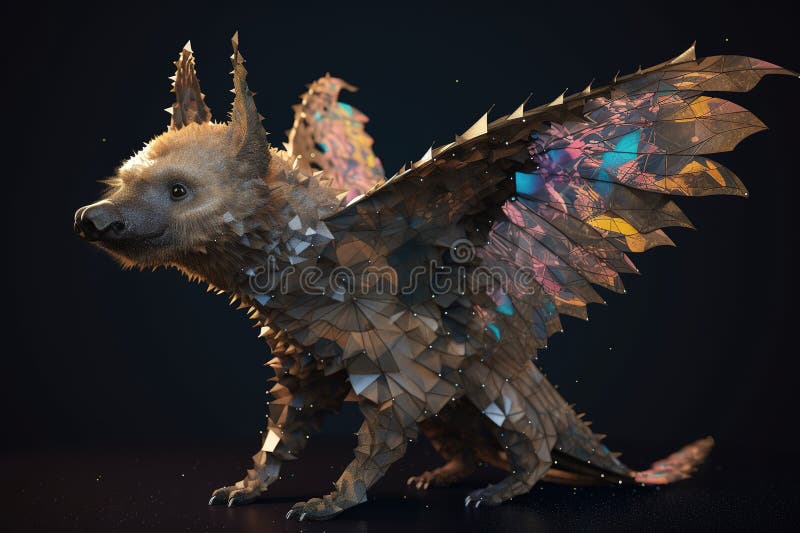 A Winged Hyena with Fish Scales. Generative AI Stock Illustration ...