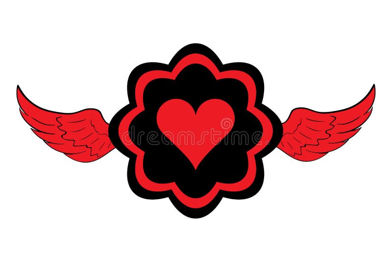 Winged icon red heart stock vector. Illustration of festive - 73451068