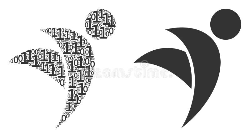 Winged Man Mosaic of Binary Digits Stock Vector - Illustration of ...