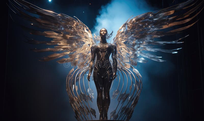 A Winged Man Perched Atop a Skyscraper Stock Illustration ...