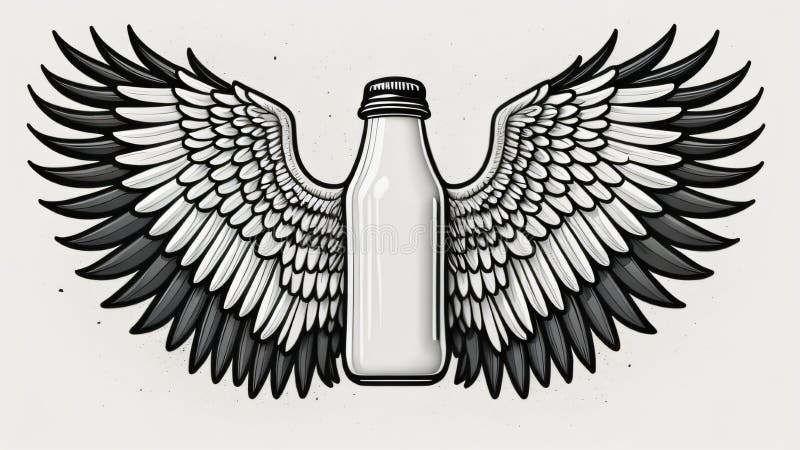 Winged milk bottle stock illustration. Illustration of wing - 284194229