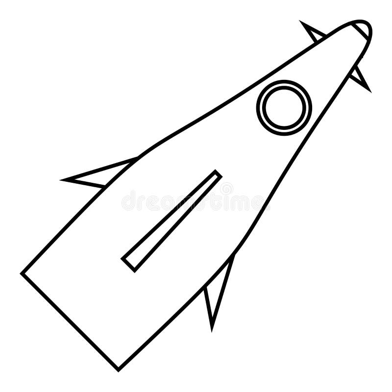 Winged Rocket Icon, Outline Style Stock Vector - Illustration of black ...
