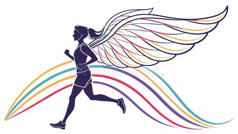 Winged Runner with a Rainbow Trail of Energy, Vector Design Generative ...