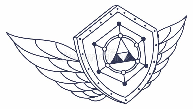 Winged Shield with Abstract Symbol, Protection and Strength, Vector ...