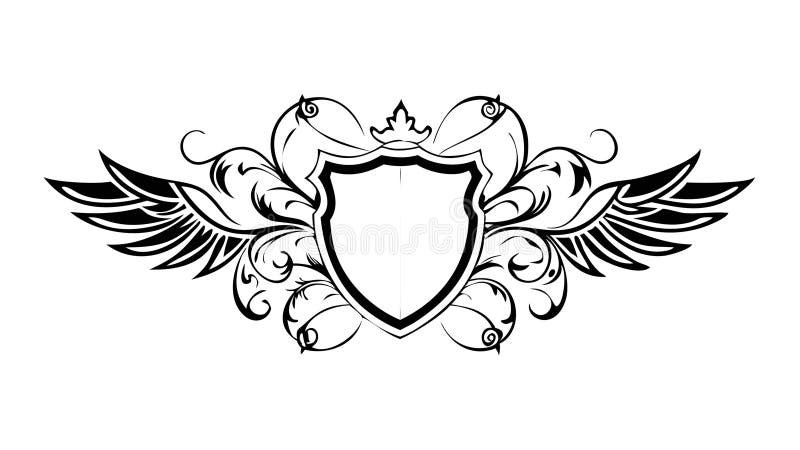 Winged Shield Crest Icon, Heraldry and Protection, Vector Design ...
