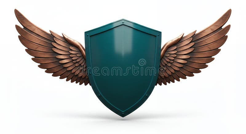 Winged Shield Emblem Isolated on White Background Depicting Security ...